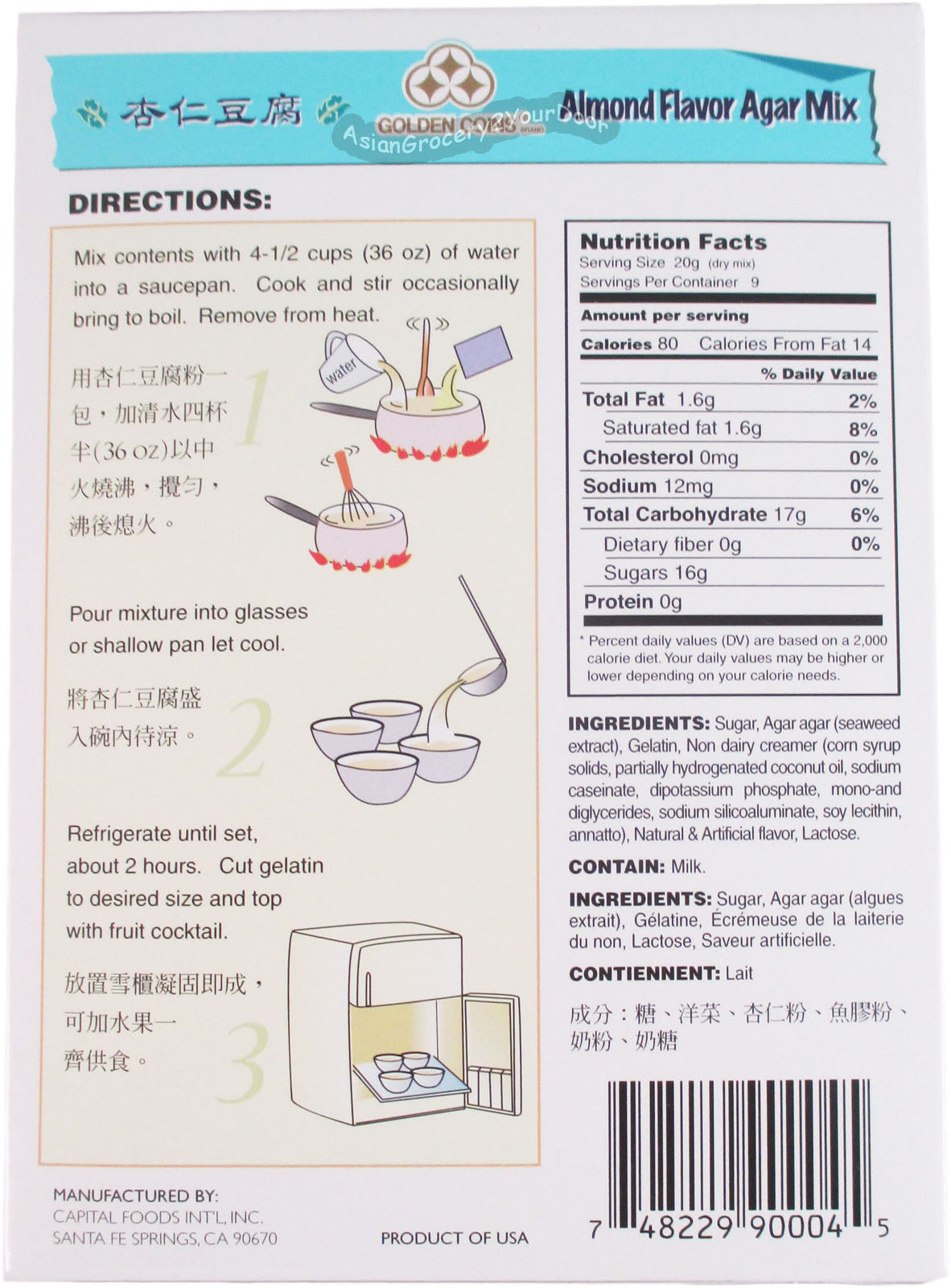 Almond Flavor Agar Mix Tropical Style Gelatin Dessert ...