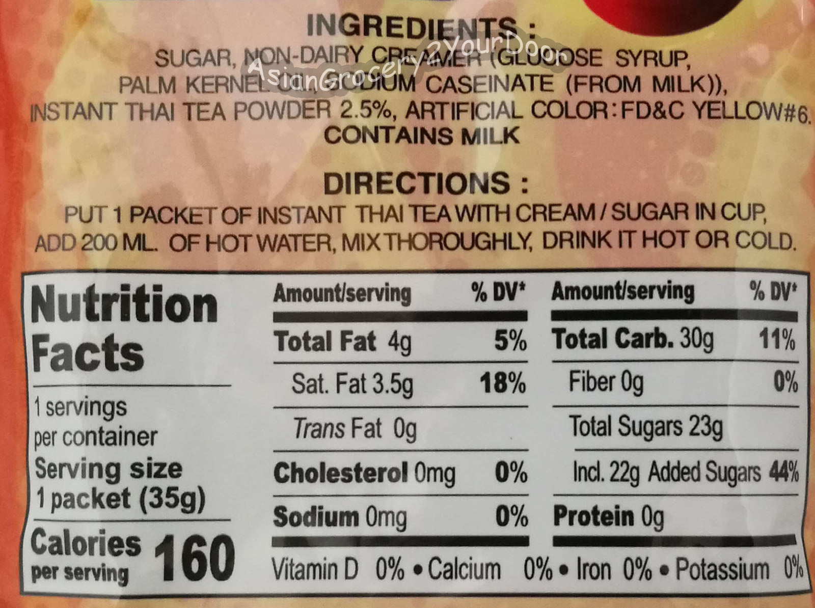 DeDe Instant Thai Tea Drink with Cream and Sugar– Asiangrocery2yourdoor